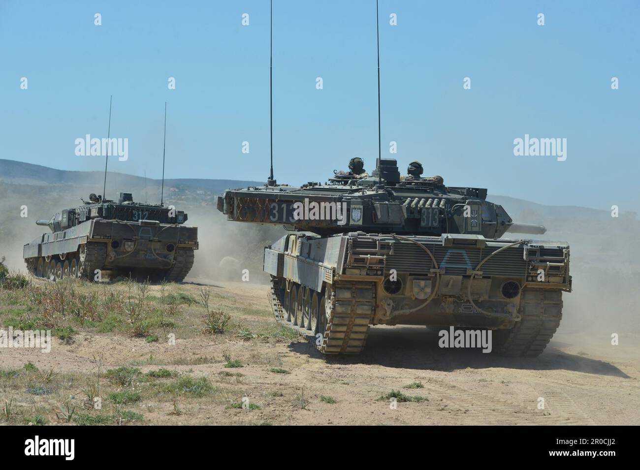 Capo Teulada, Italy. 05 May, 2023. German Army Leopard 2A7V main battle ...