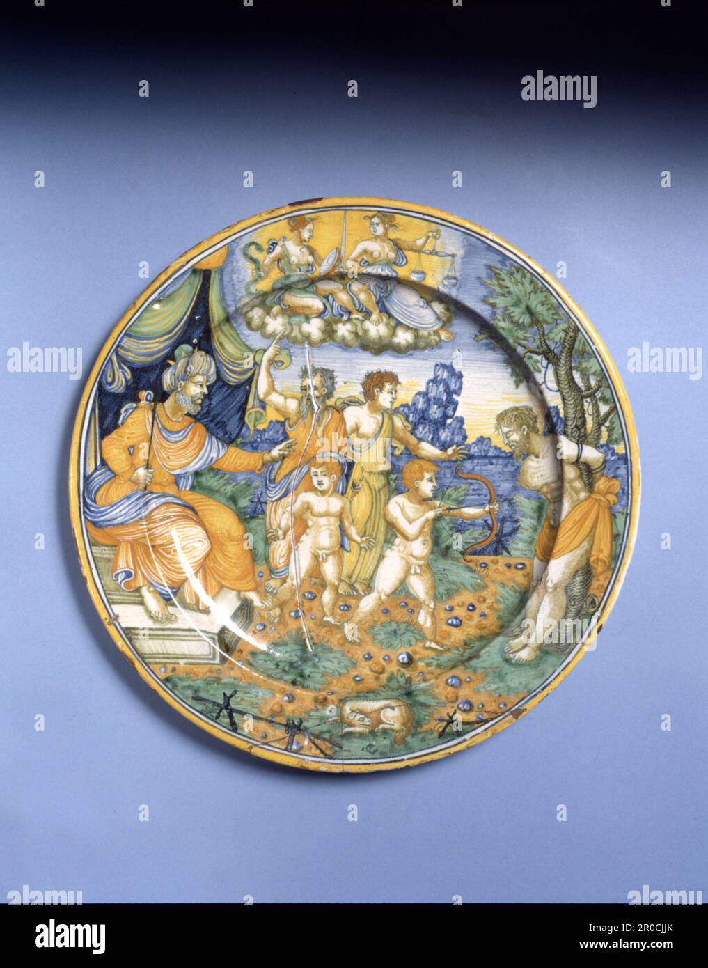 Plate - The Legend of Shooting the Dead Body, 1540-1575. Maiolica, tin ...