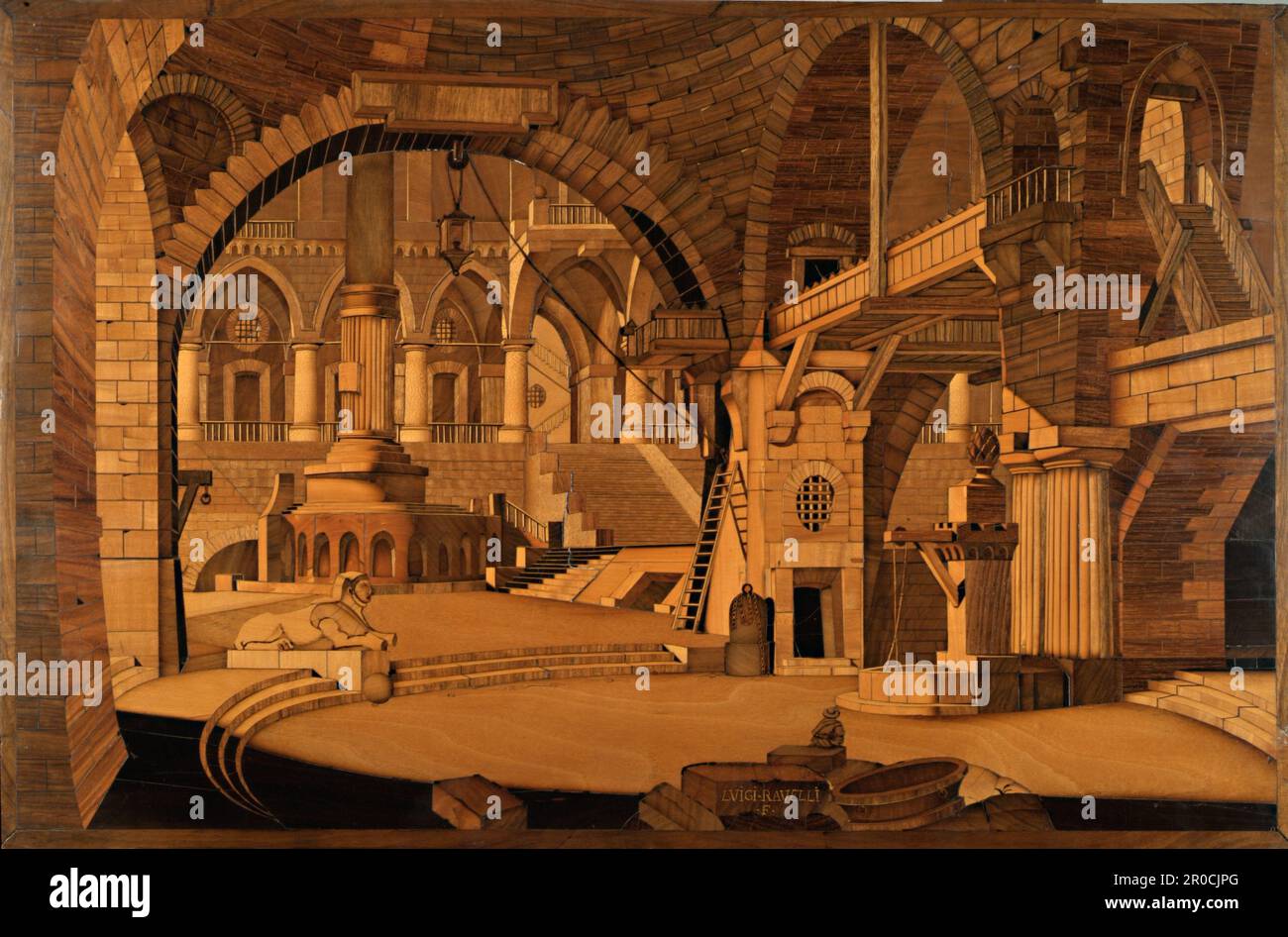 Intarsia Panel - Castle Interior, 1800-1858. Maker: Luigi Ravelli (1776 ...