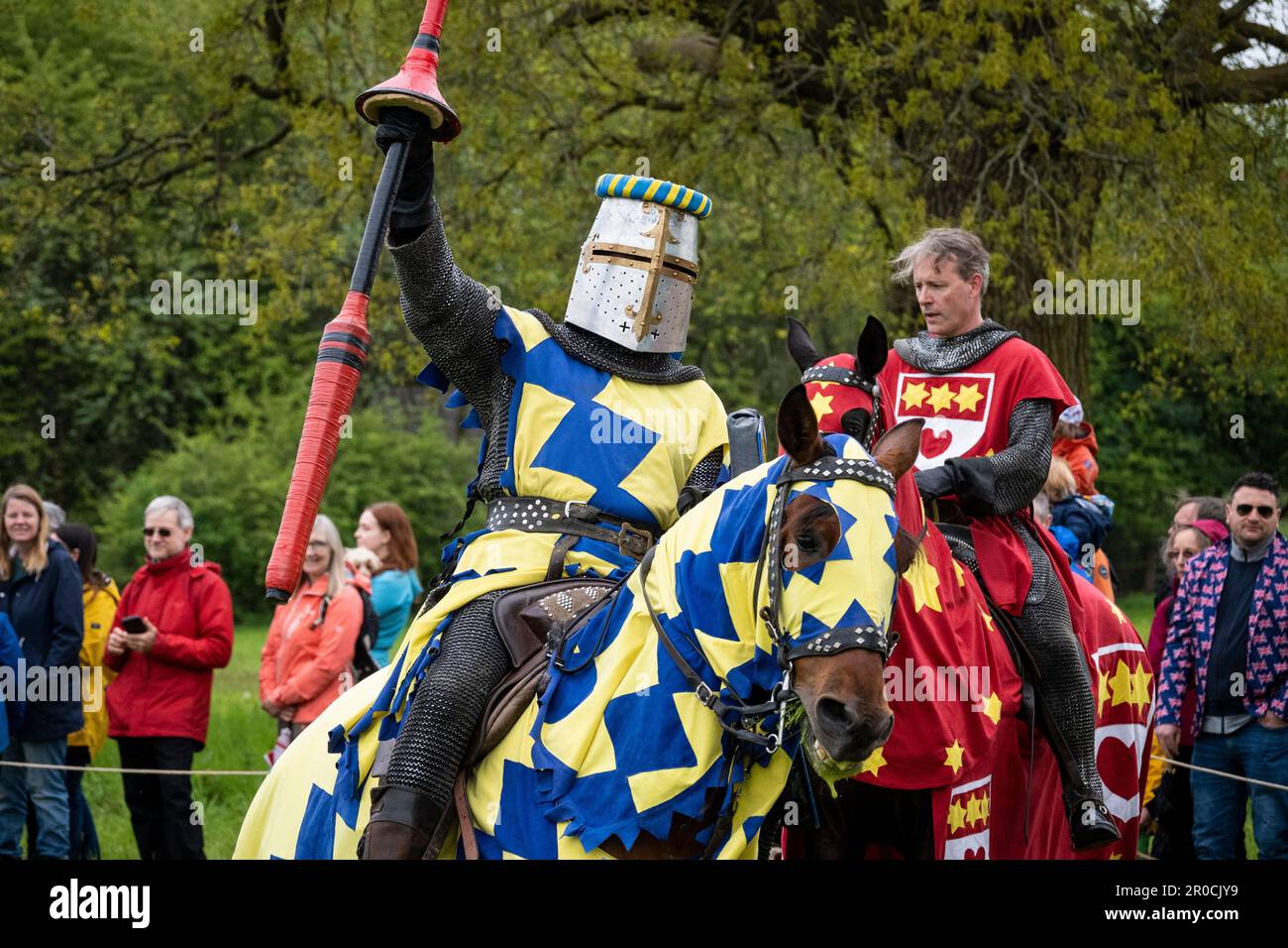 Chalfont, UK. 8 May 2023. Re enactors as armoured knights take part in day two of a Royal ...