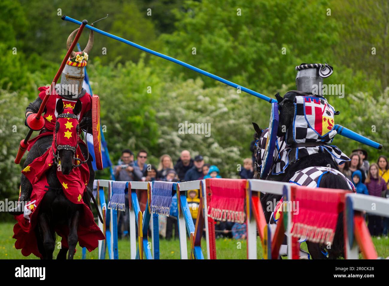 Chalfont, UK. 8 May 2023. Re enactors as armoured knights take part in ...