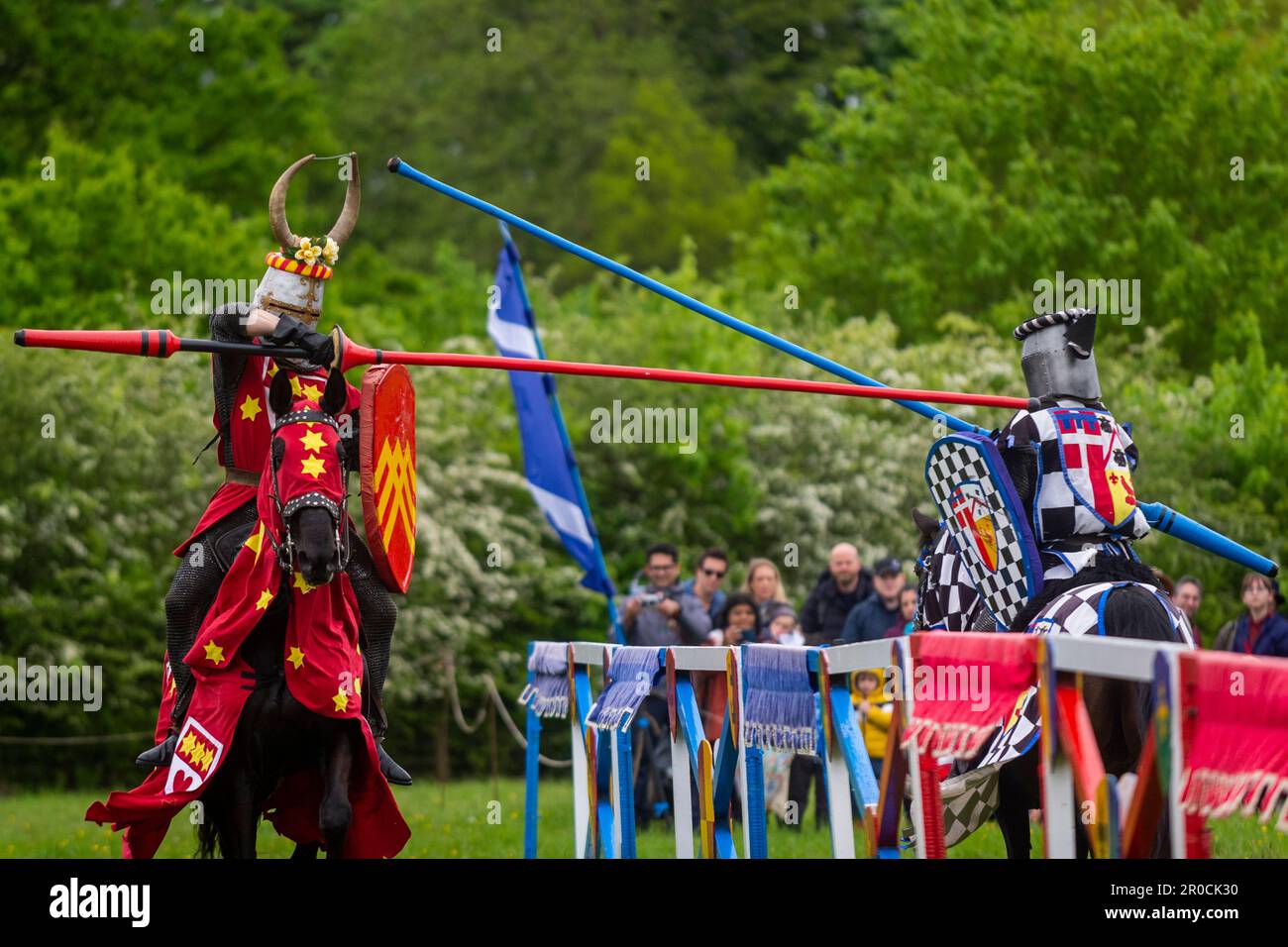 Chalfont, UK. 8 May 2023. Re enactors as armoured knights take part in ...