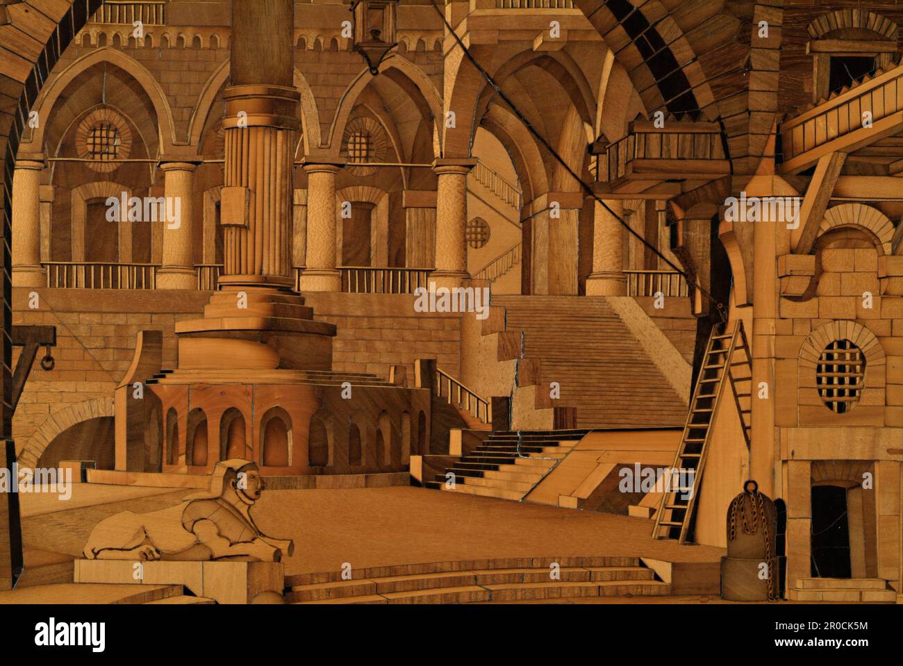 Intarsia Panel - Castle Interior, 1800-1858. Maker: Luigi Ravelli (1776 ...