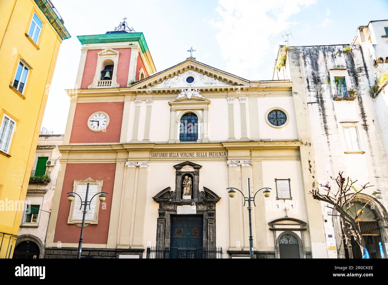 The facade of the Santuario della Vergine della Pazienza located in the ...