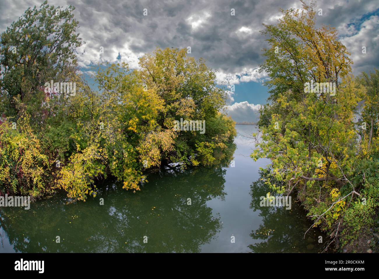Access to the St. Lawrence River by the turtle river in the fall Stock ...
