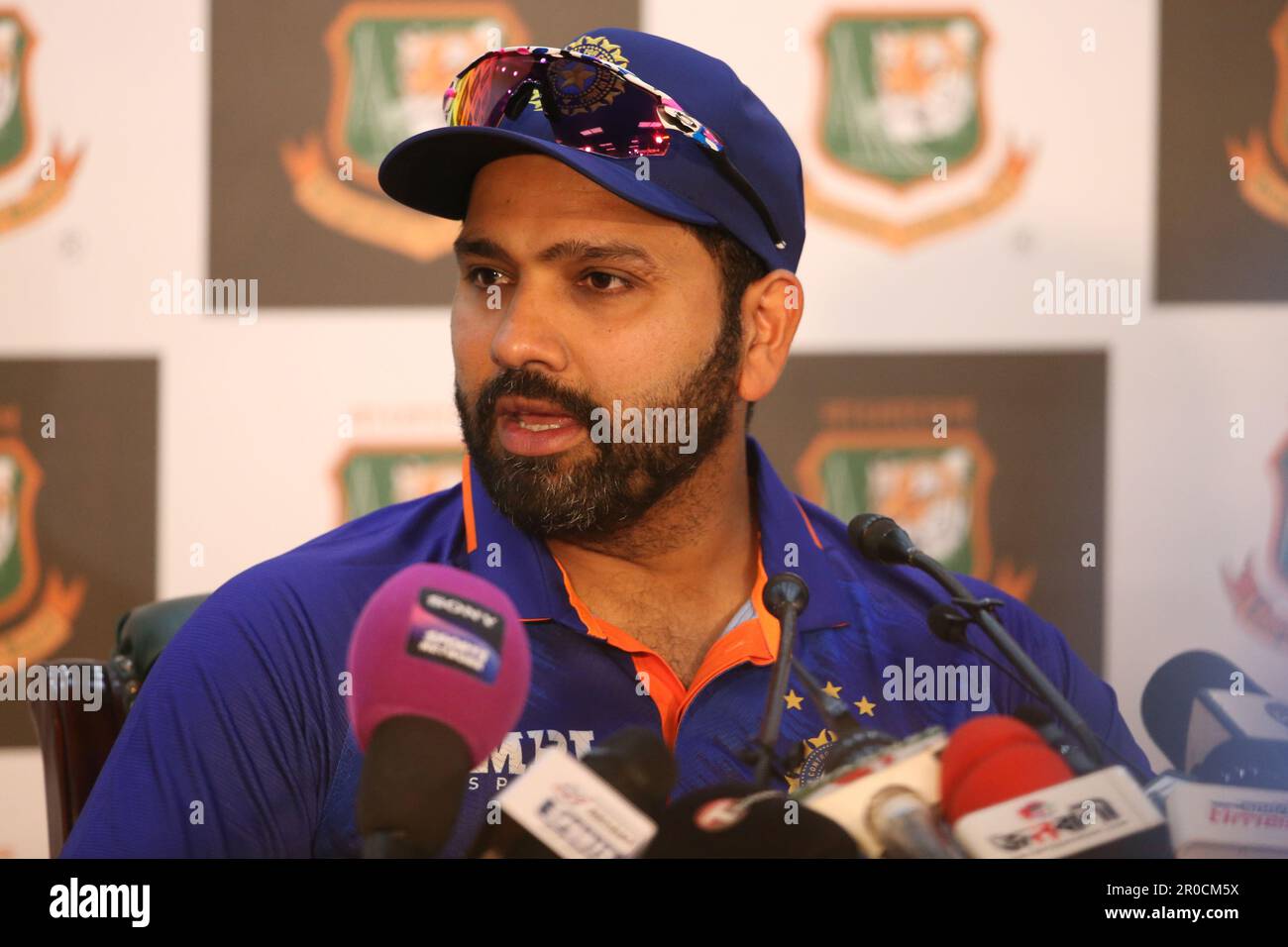 Indian One Day International Team Captain Rohit Sharma attends the pre ...