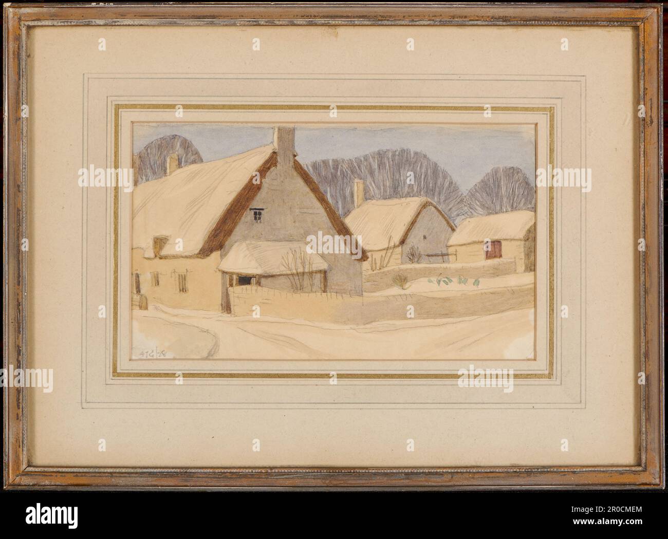 2010.0154.10.. Cottages in Snow, 1928. Arthur Joseph Gaskin (d. 1928 ...
