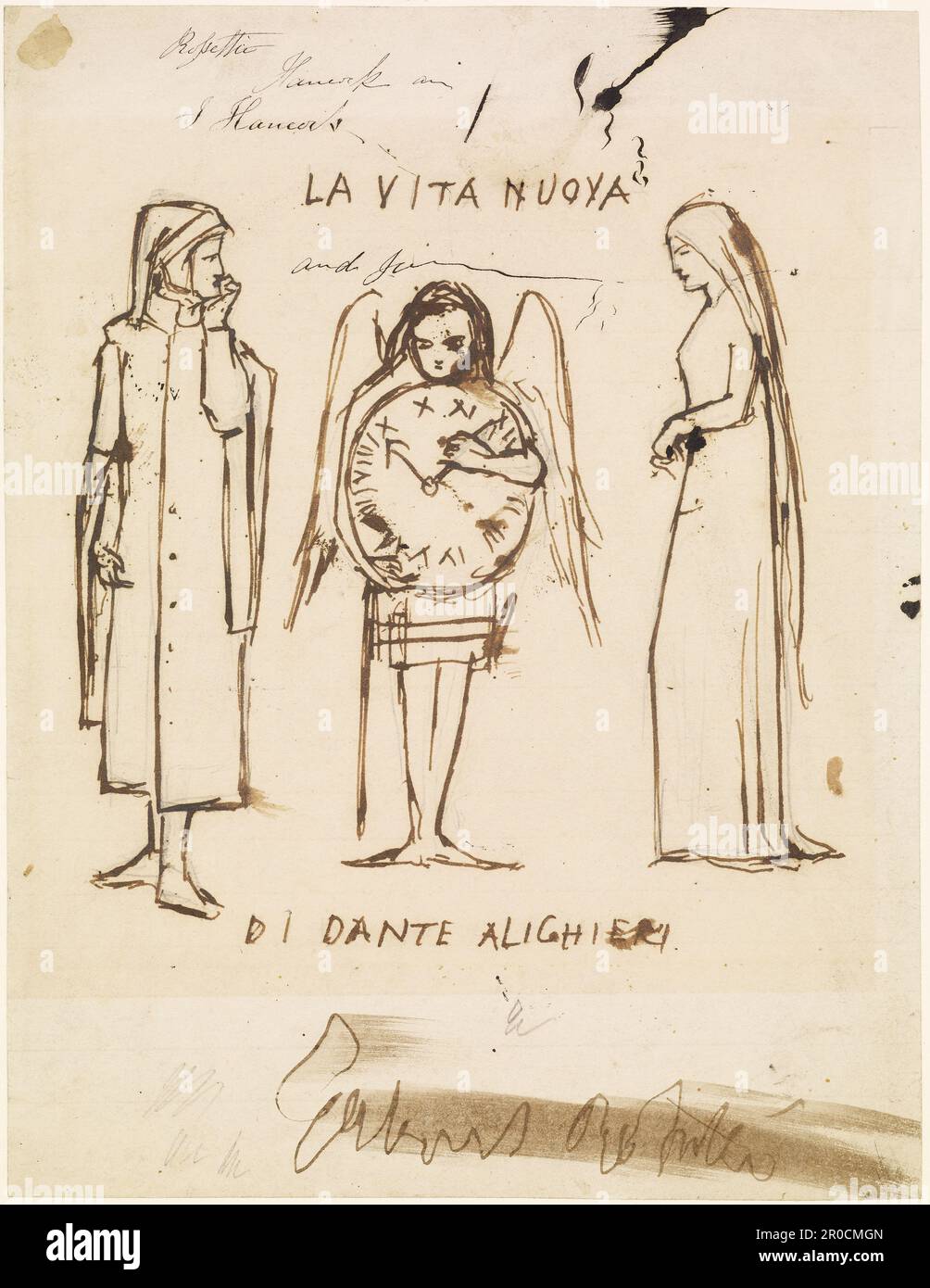 The Salutation of Beatrice - Compositional Sketch of Dante, Beatrice ...