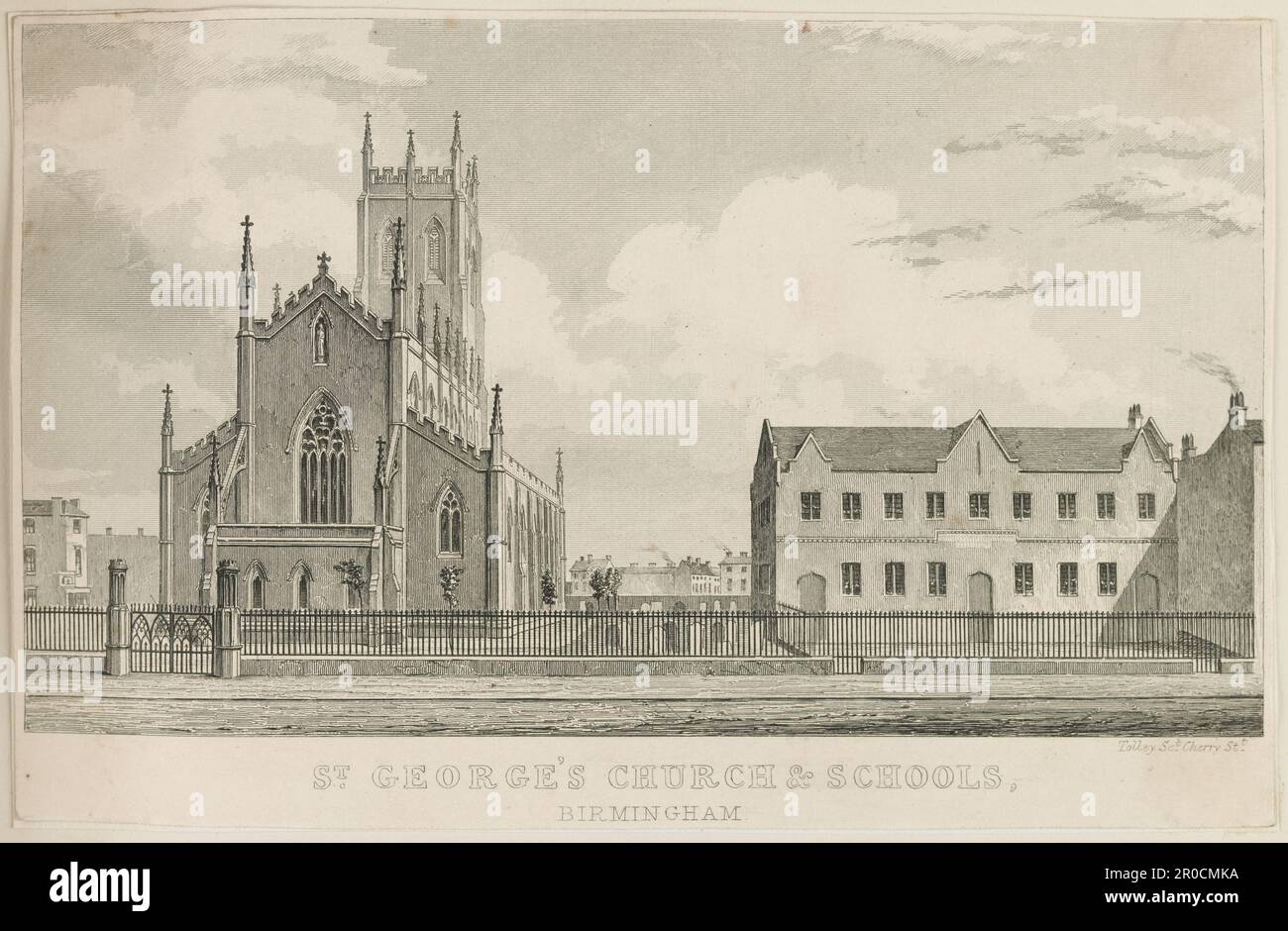 Engraving. - St George's Church & Schools, Birmingham. Wilkinson ...