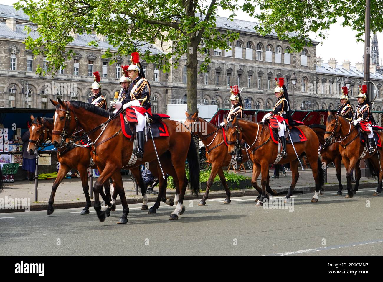 Paris, France. Mounted Garde Républicaine, Republican Guard members ...