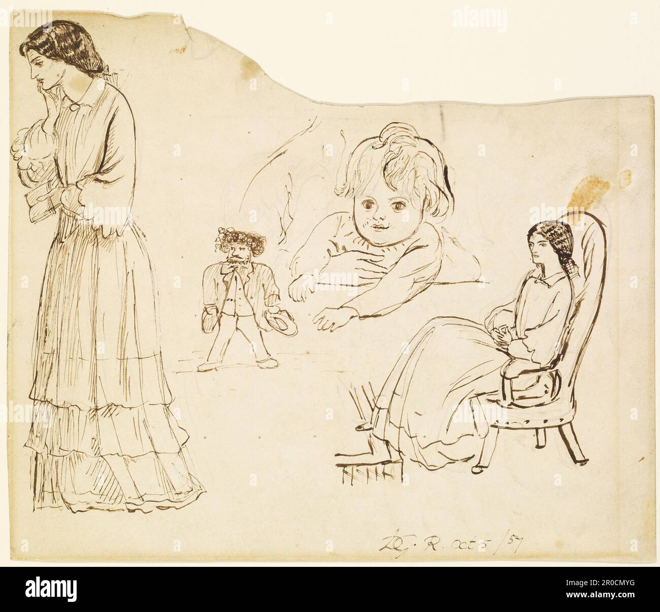 Four Figure Studies, 1857. Artist: Dante Gabriel Rossetti Stock Photo ...