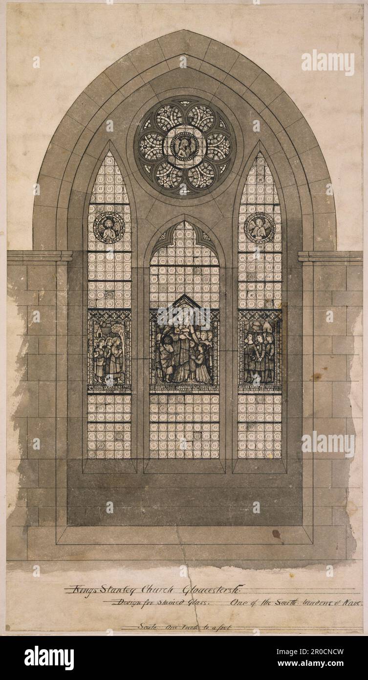 Design For Stained Glass - Kings Stanley Church, Gloucestershire, 1860 ...