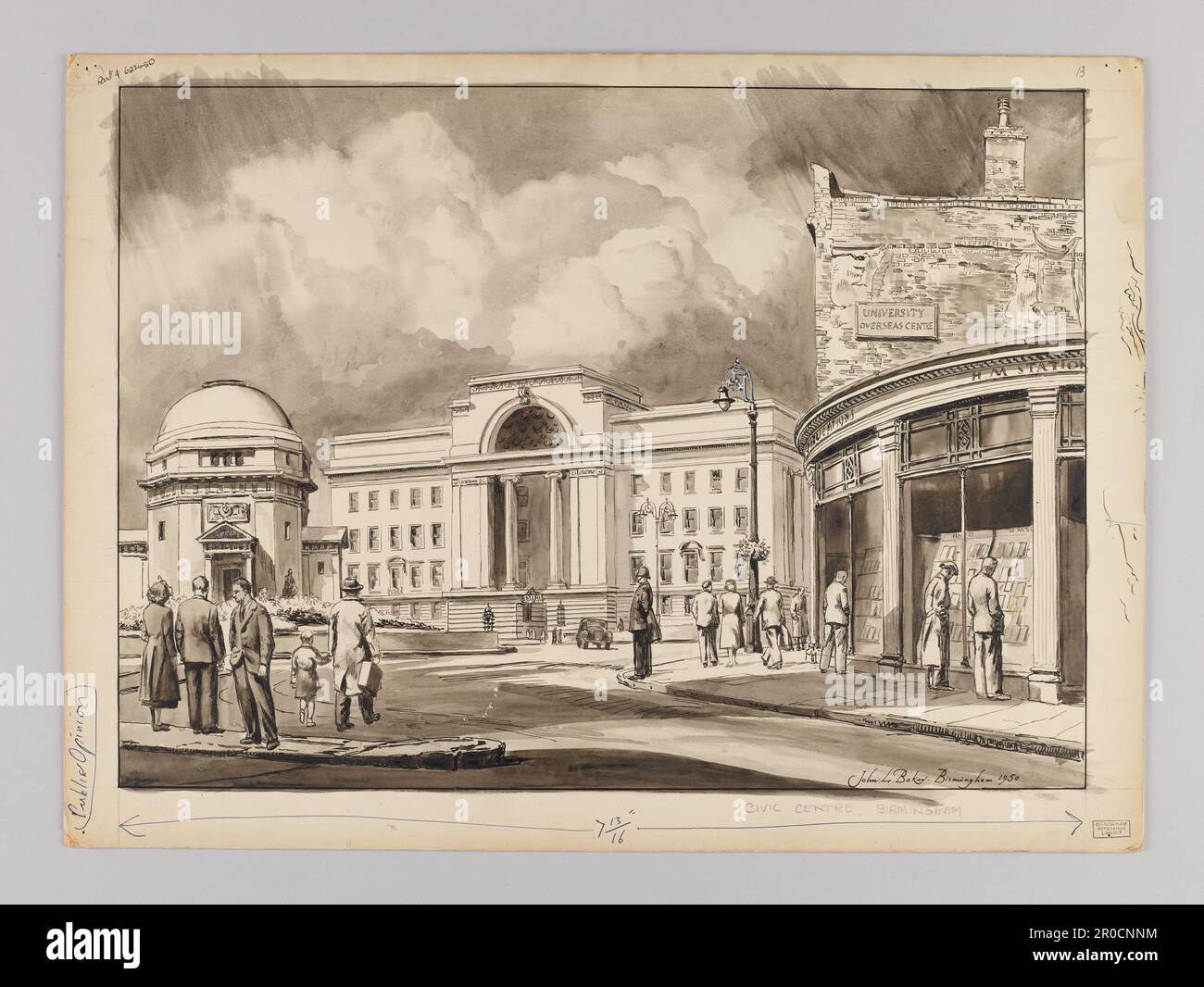 Topographical view of Birmingham.Ink Drawing.. View of Birmingham ...