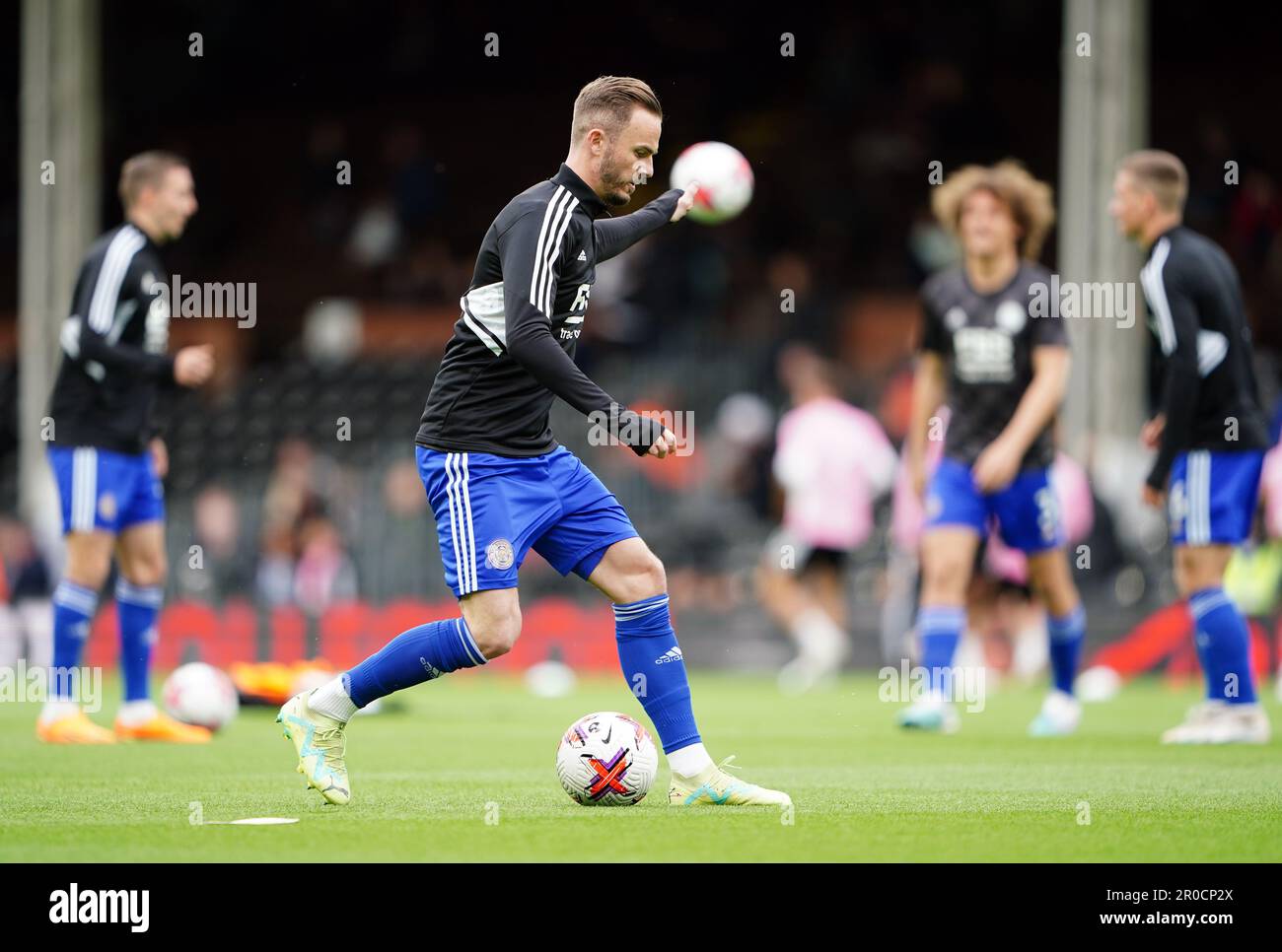 Leicester City's James Maddison warms up ahead of the Premier League ...