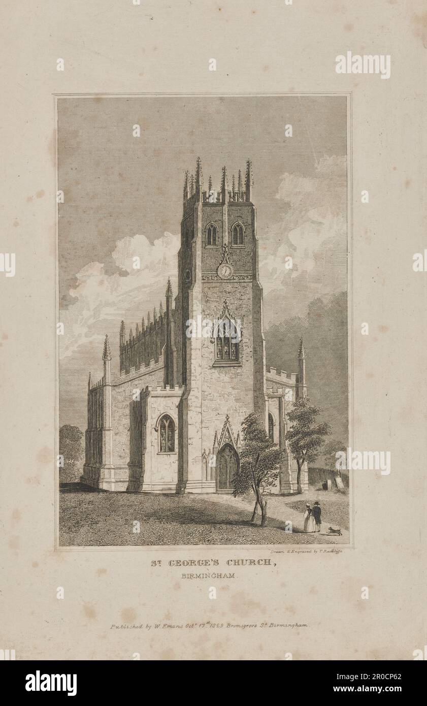 Engraving - St George's Church, Birmingham, 17/10/1829. Wilkinson ...