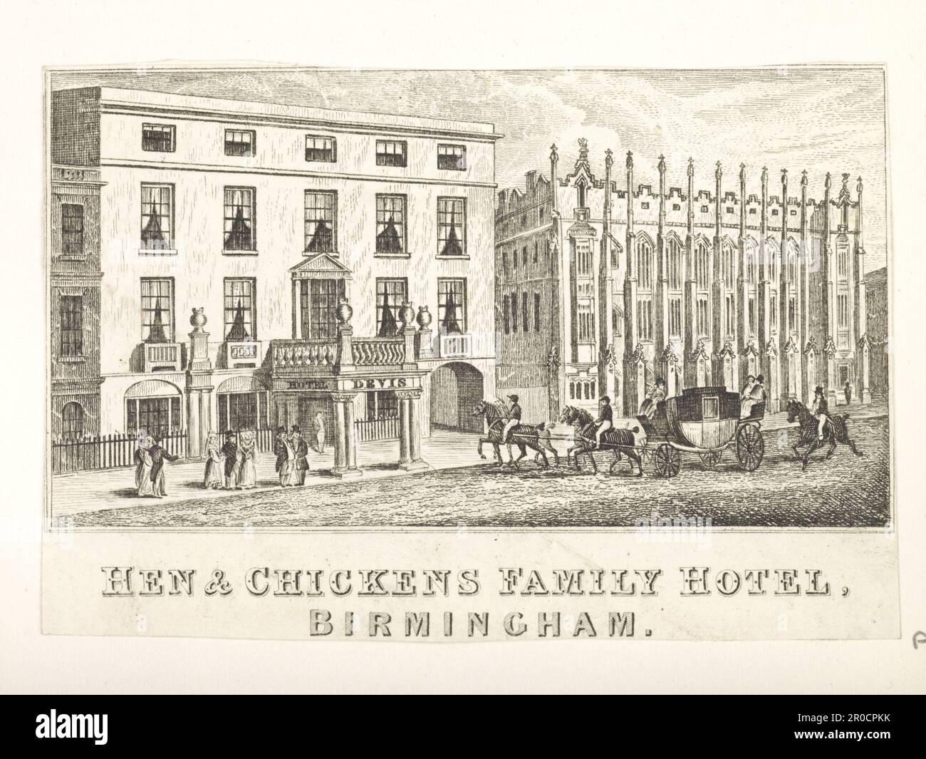 Engraving. - Hen & Chickens Hotel, New Street, Birmingham ...