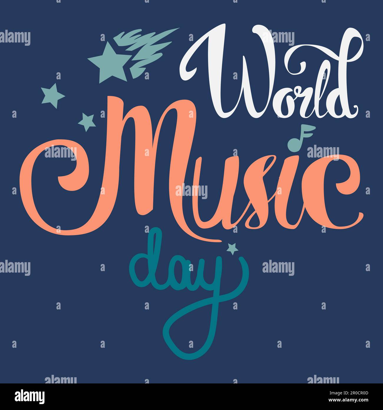 Vintage World Music Day Lettering for Banner and Badge. Sticker, Poster ...