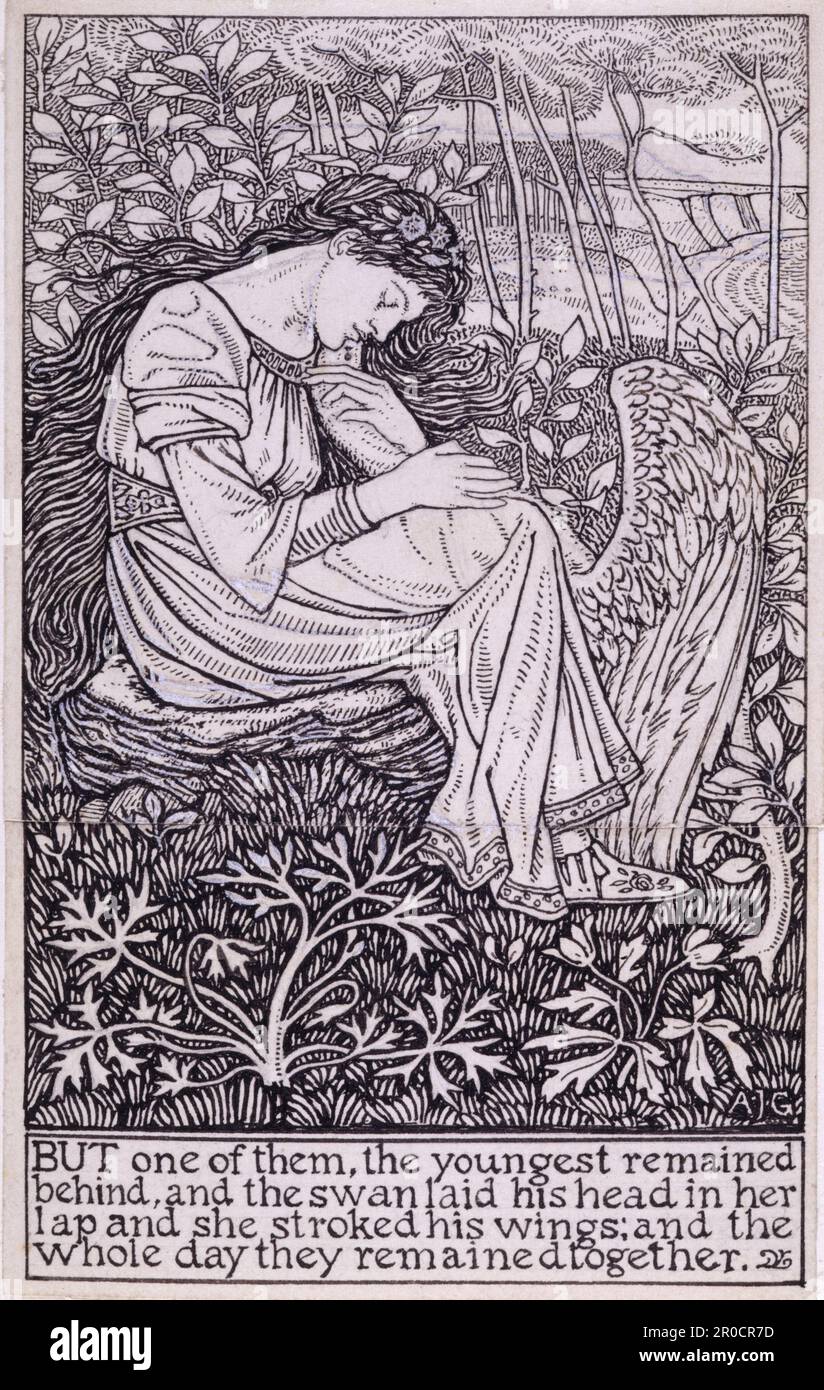 But One of Them, the Youngest, Remained Behind, 1892. Illustration, pen ...