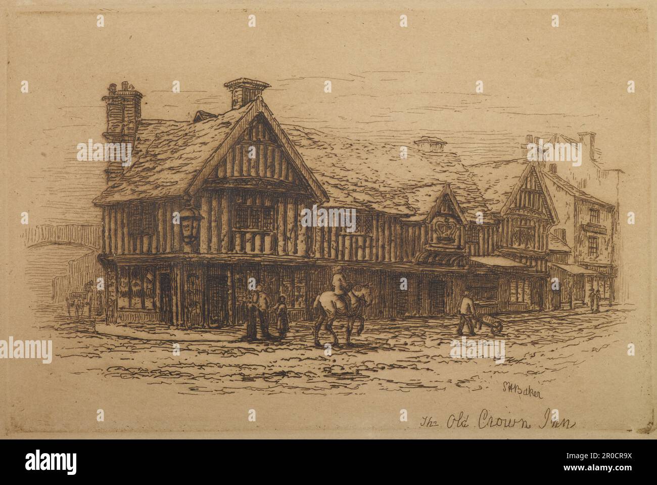 Etching - Old Crown Inn, Deritend, Birmingham, 1895-1900. Samuel Henry ...