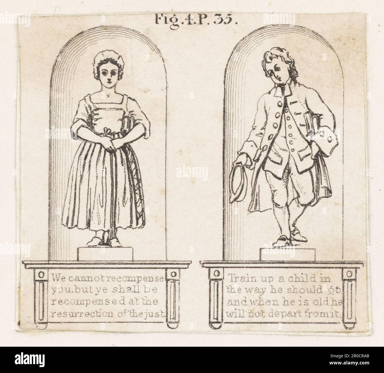 Engraving. - Niche Statues, Blue Coat School, Birmingham. Topographical ...