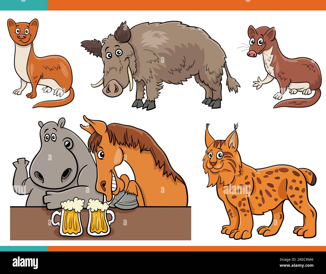 Cartoon illustration of funny animals comic characters set Stock Vector ...