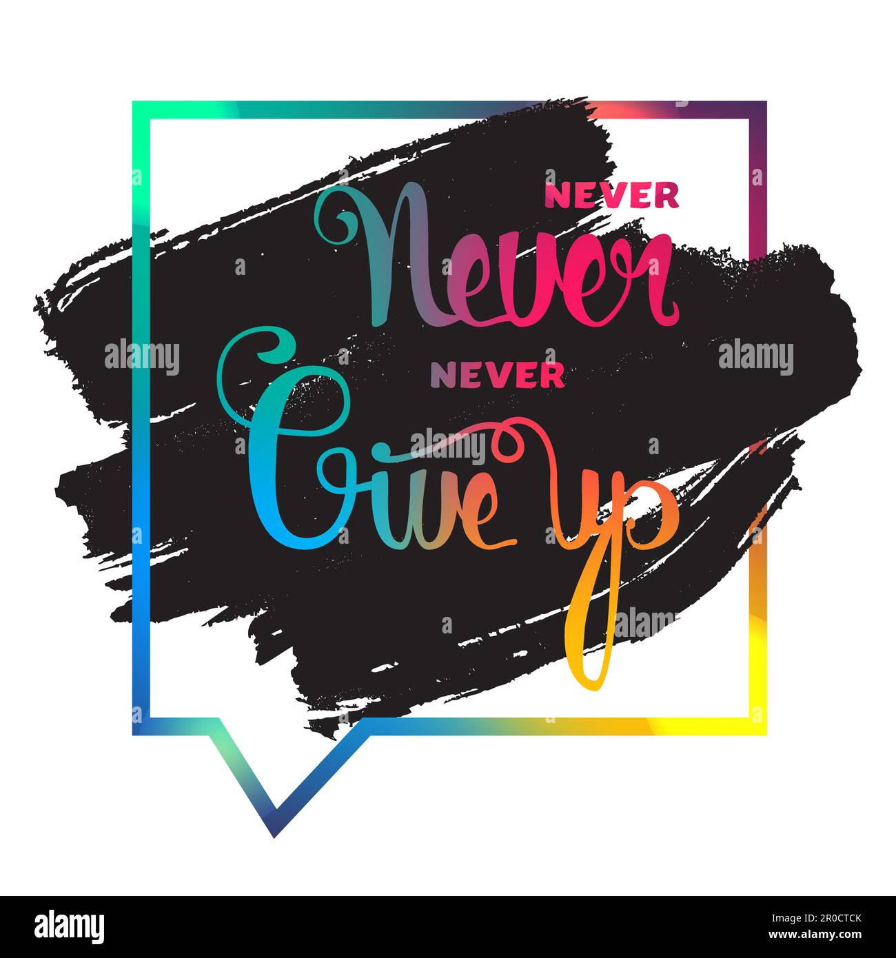 Lettering motivation poster. Never give up. Vintage Calligraphic Text ...