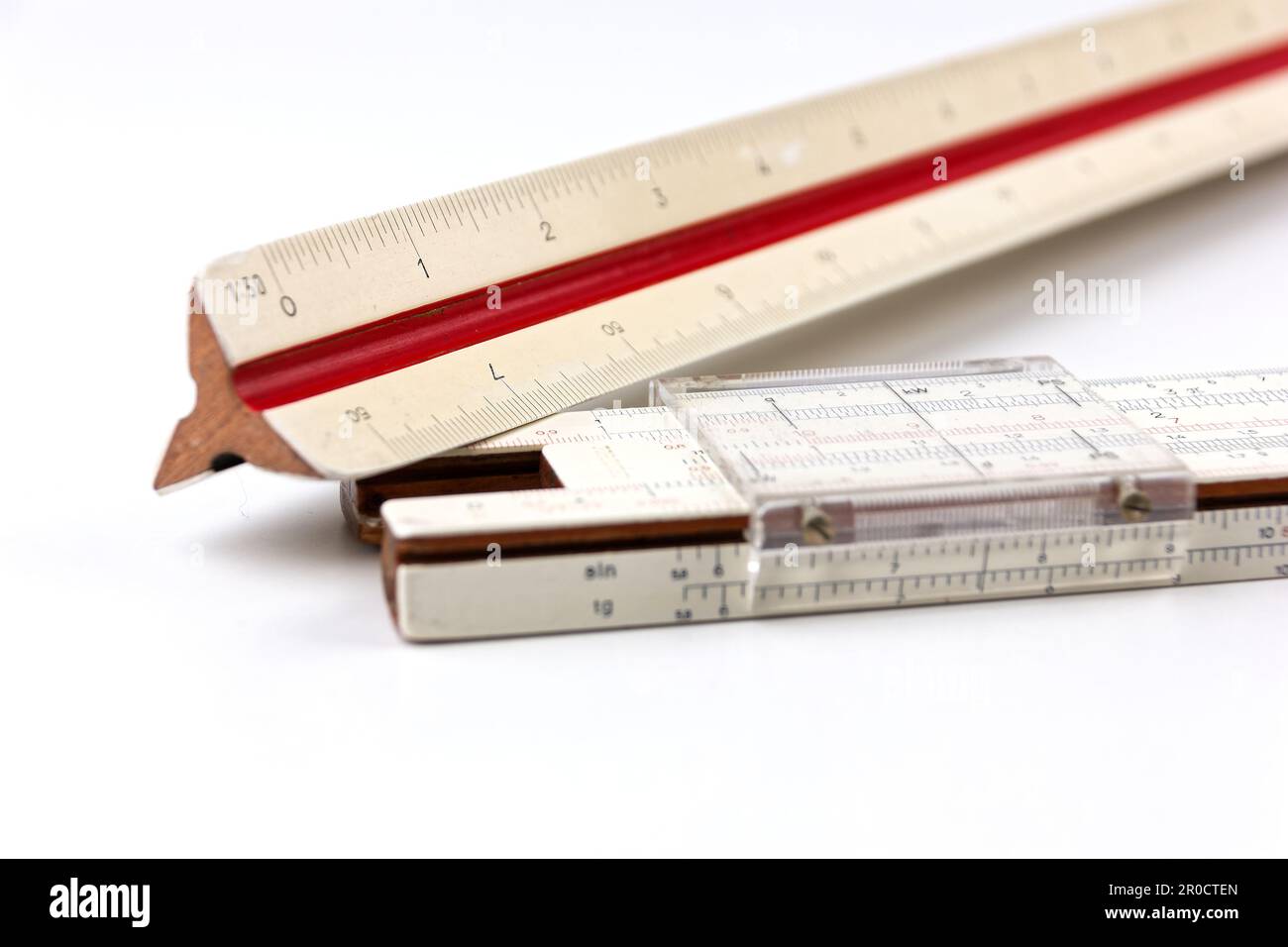Vintage slide rule calculating and measuring instrument. Mechanical ...