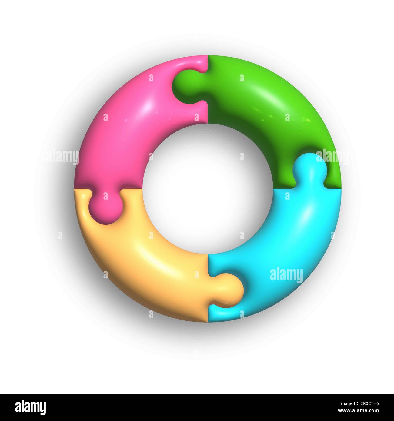 The circle consists of 3 puzzle pieces. 3d illustration for creative ...