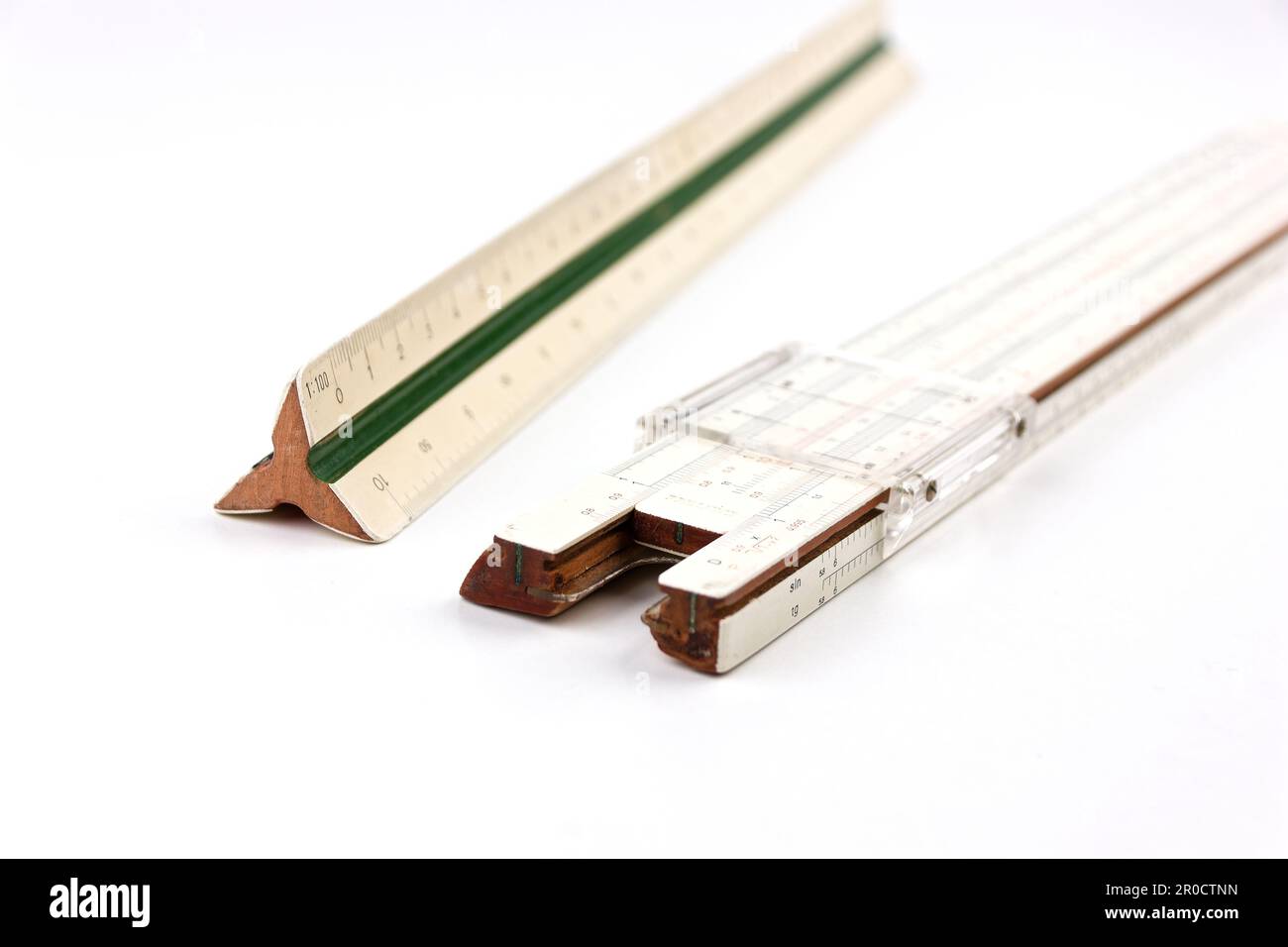 Vintage slide rule calculating and measuring instrument. Mechanical ...