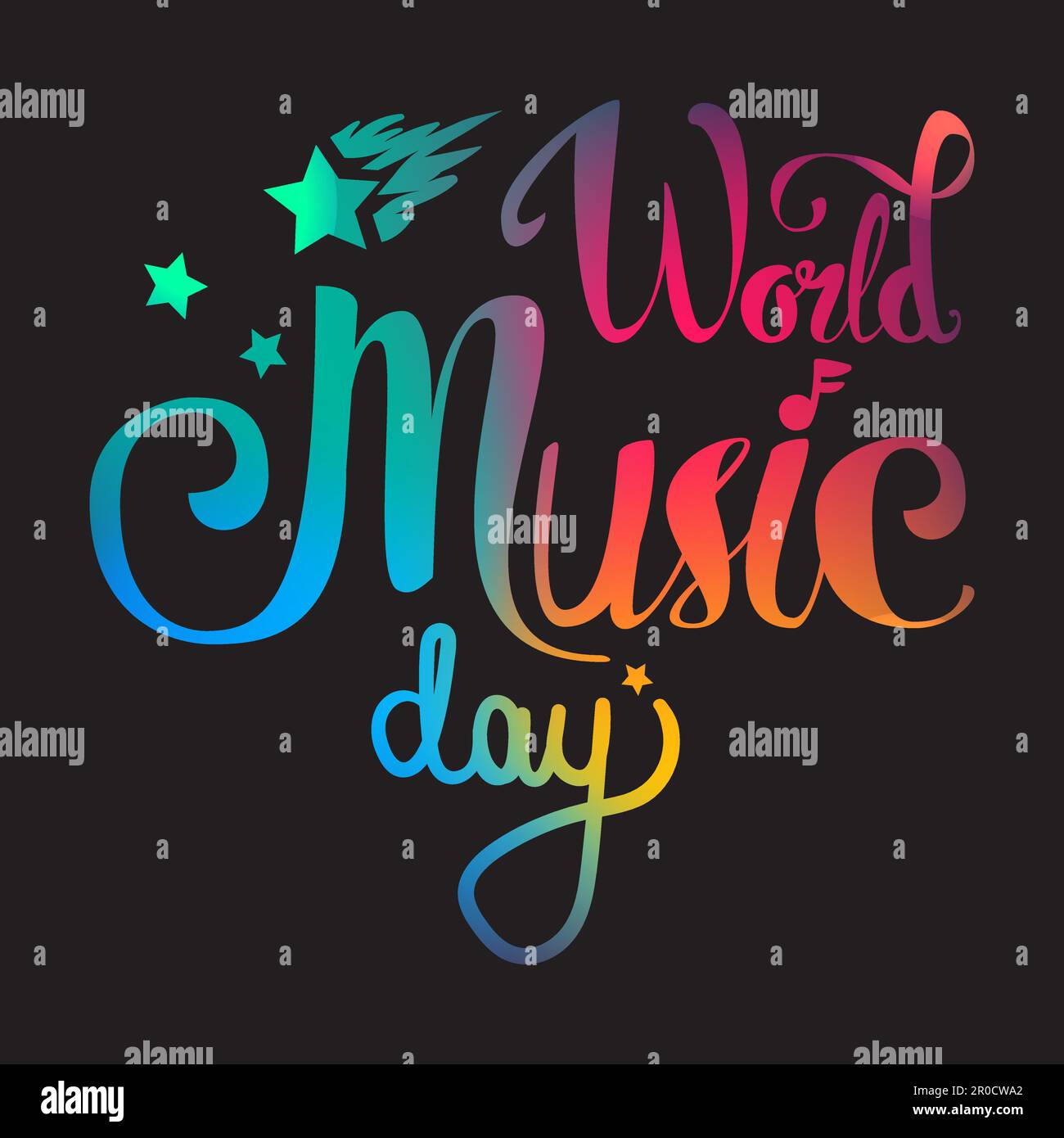 Vintage World Music Day Lettering for Banner and Badge. Sticker, Poster ...