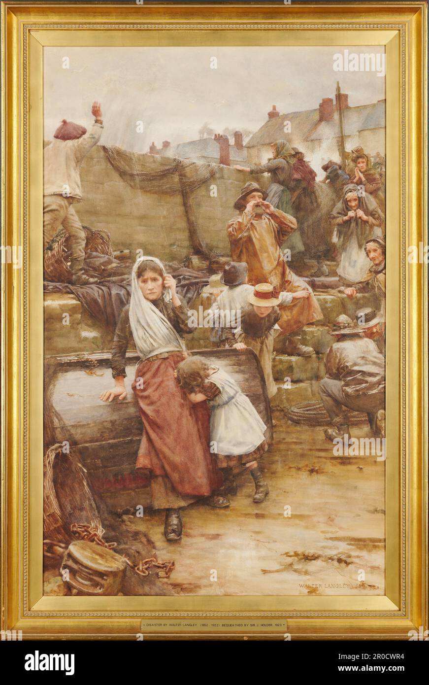 Disaster Scene in a Cornish Fishing Village, 1889. Walter Langley Stock ...
