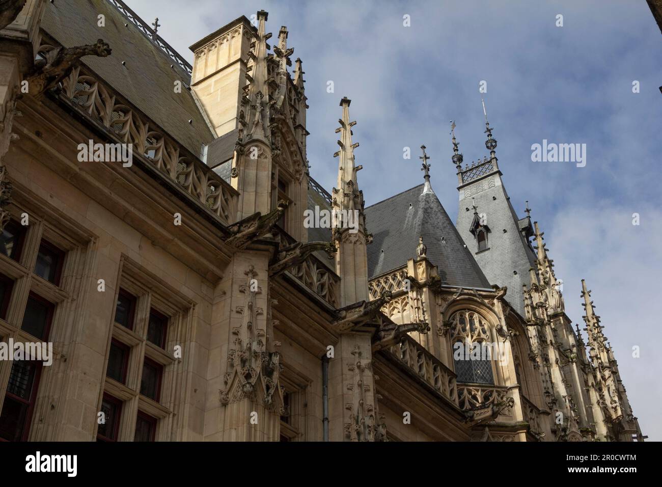 Rouen, France: detail of the gothic courthouse, the Palais de Justice ...