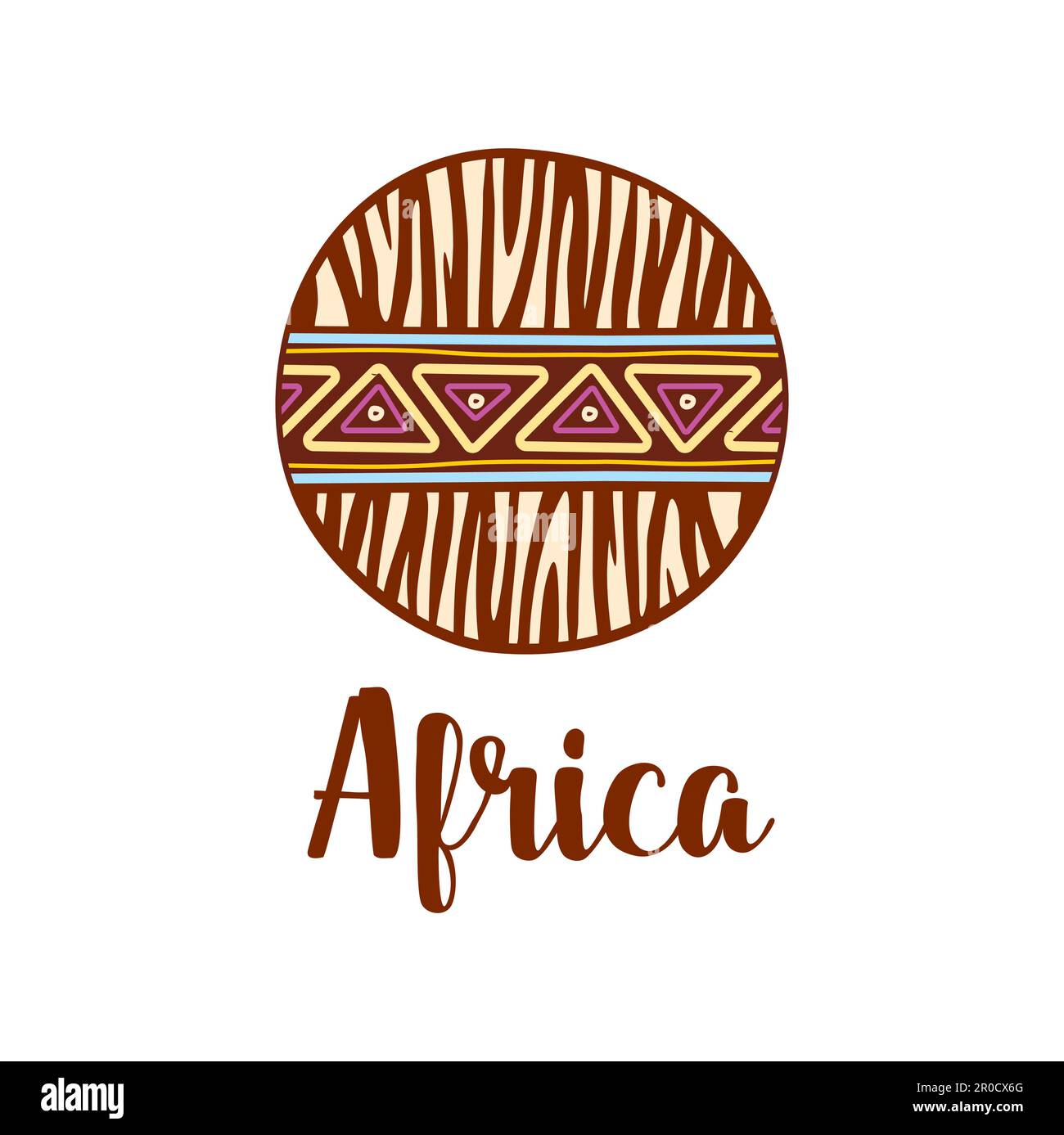 Africa icon with circle of ethnic pattern and african tribal ornament ...