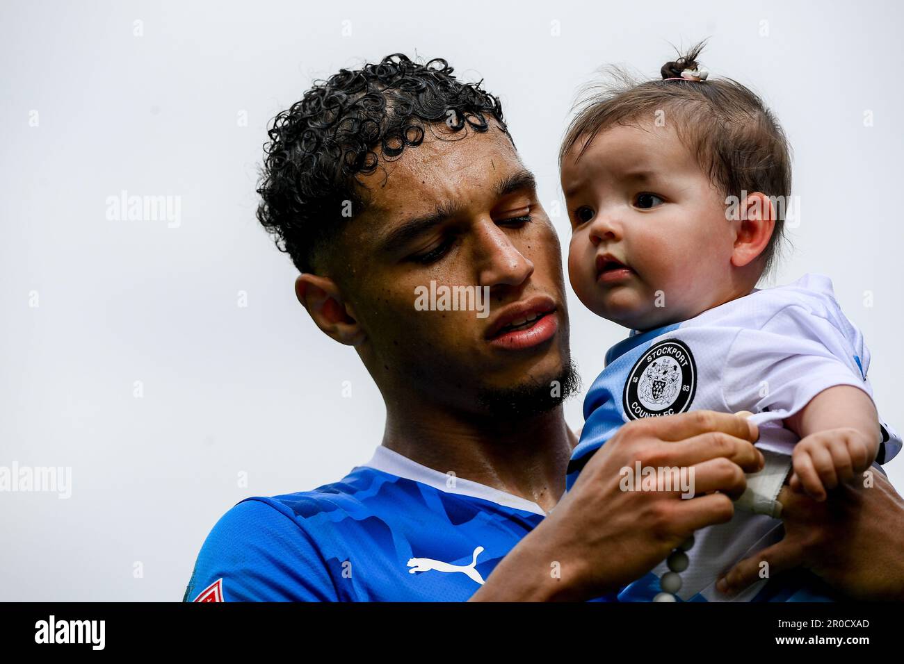 Kyle Knoyle #3 of Stockport County on the lap of honour after the Sky ...