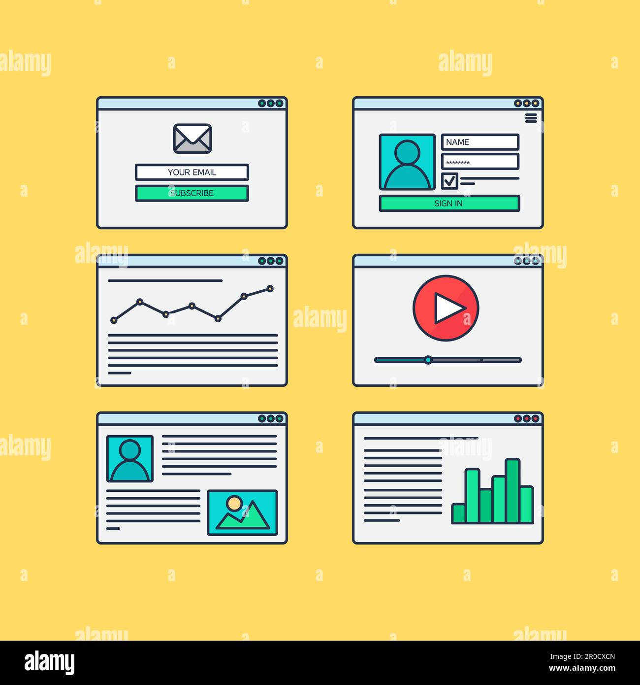 Web Template for site forms of email subscribe, login to account ...