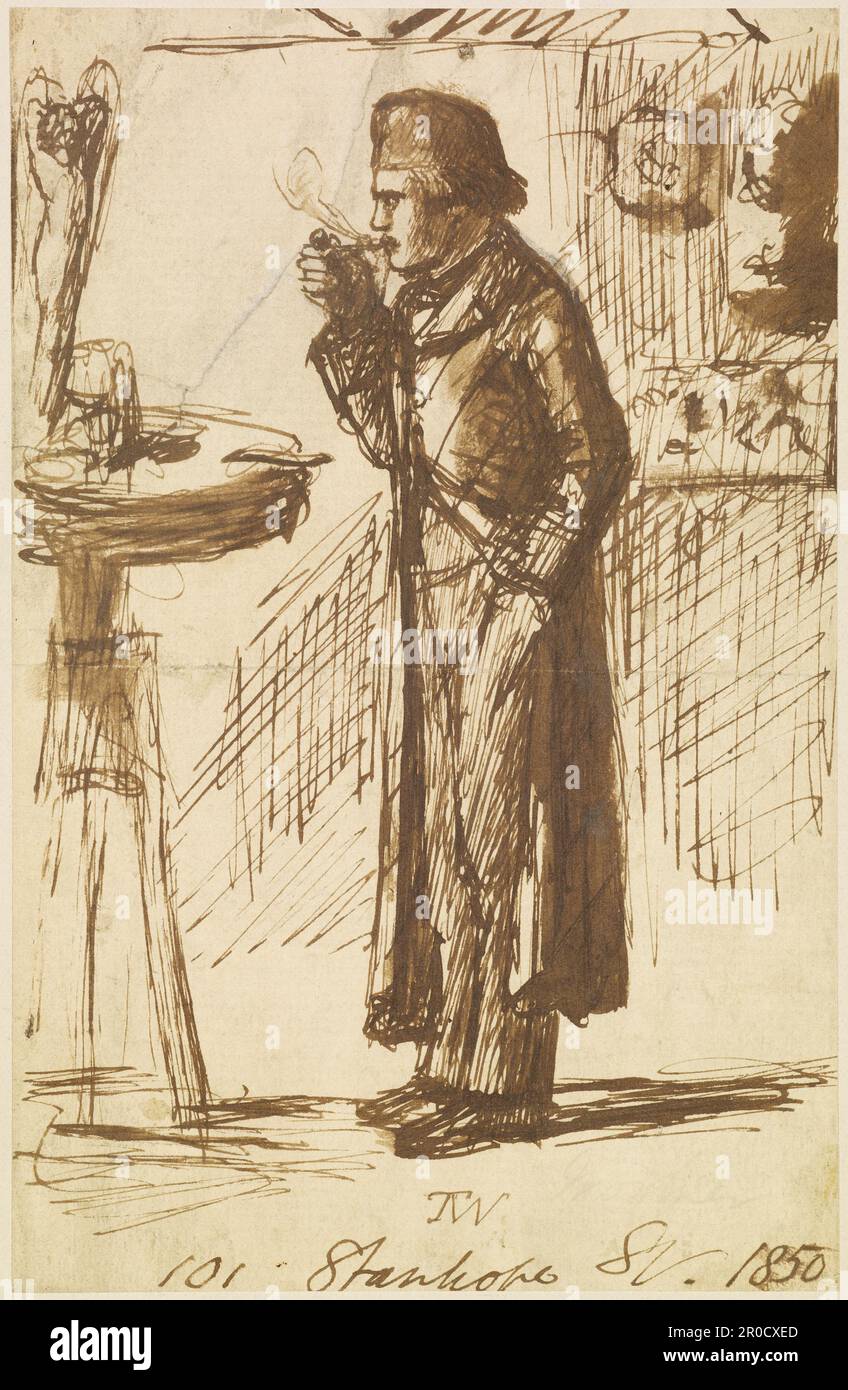 Portrait of Thomas Woolner, 1850. Artist: Gabriel Dante Rossetti Stock ...