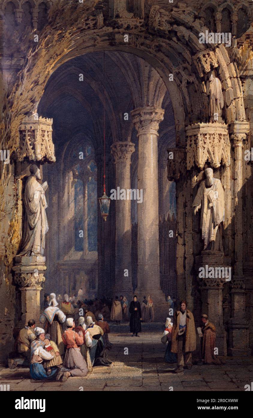 Interior of a Cathedral, 1783-1852. Samuel Prout Stock Photo - Alamy