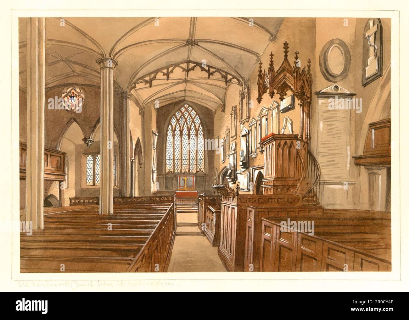 Old Handsworth Church before its Restoration, 1870-1873.. Allen Edward ...