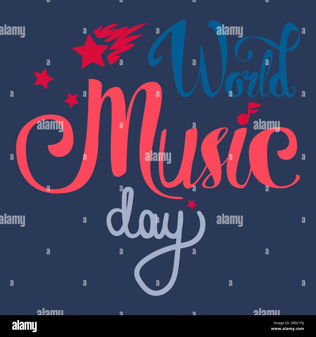 Vintage World Music Day Lettering for Banner and Badge. Sticker, Poster ...