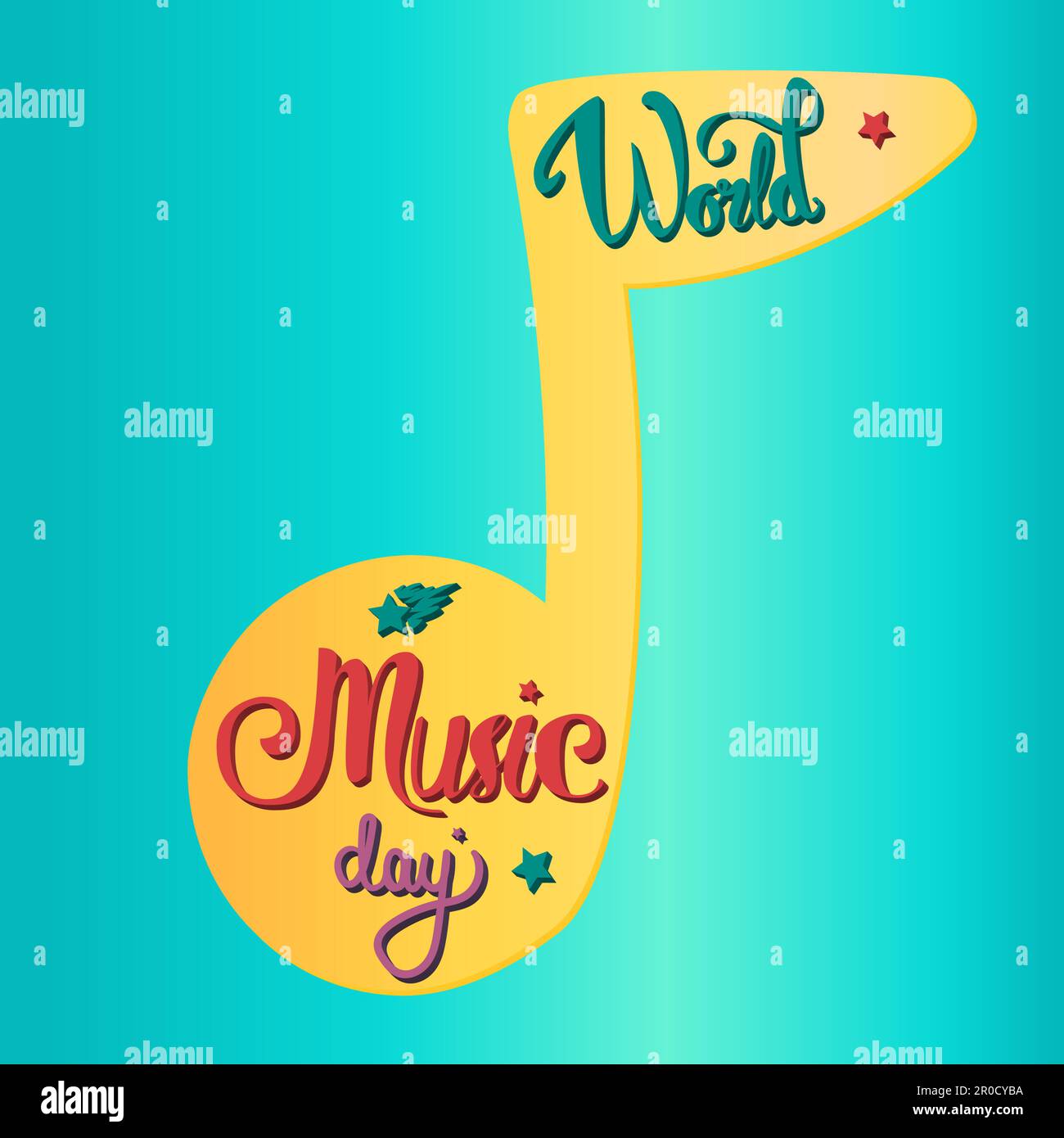 Vintage World Music Day Lettering for Banner and Badge. Sticker, Poster ...