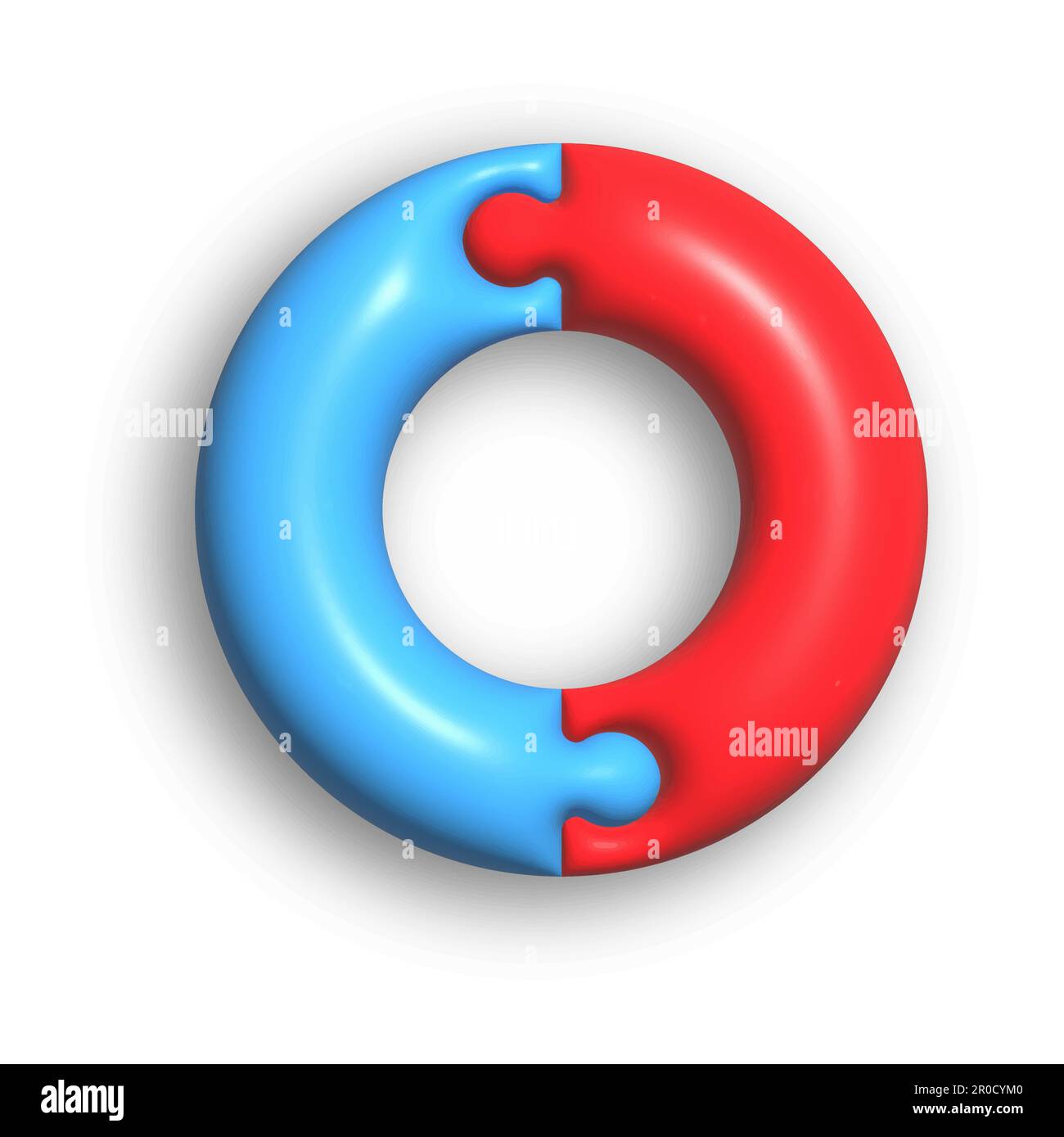 The circle consists of 2 puzzle pieces. 3d illustration for creative ...