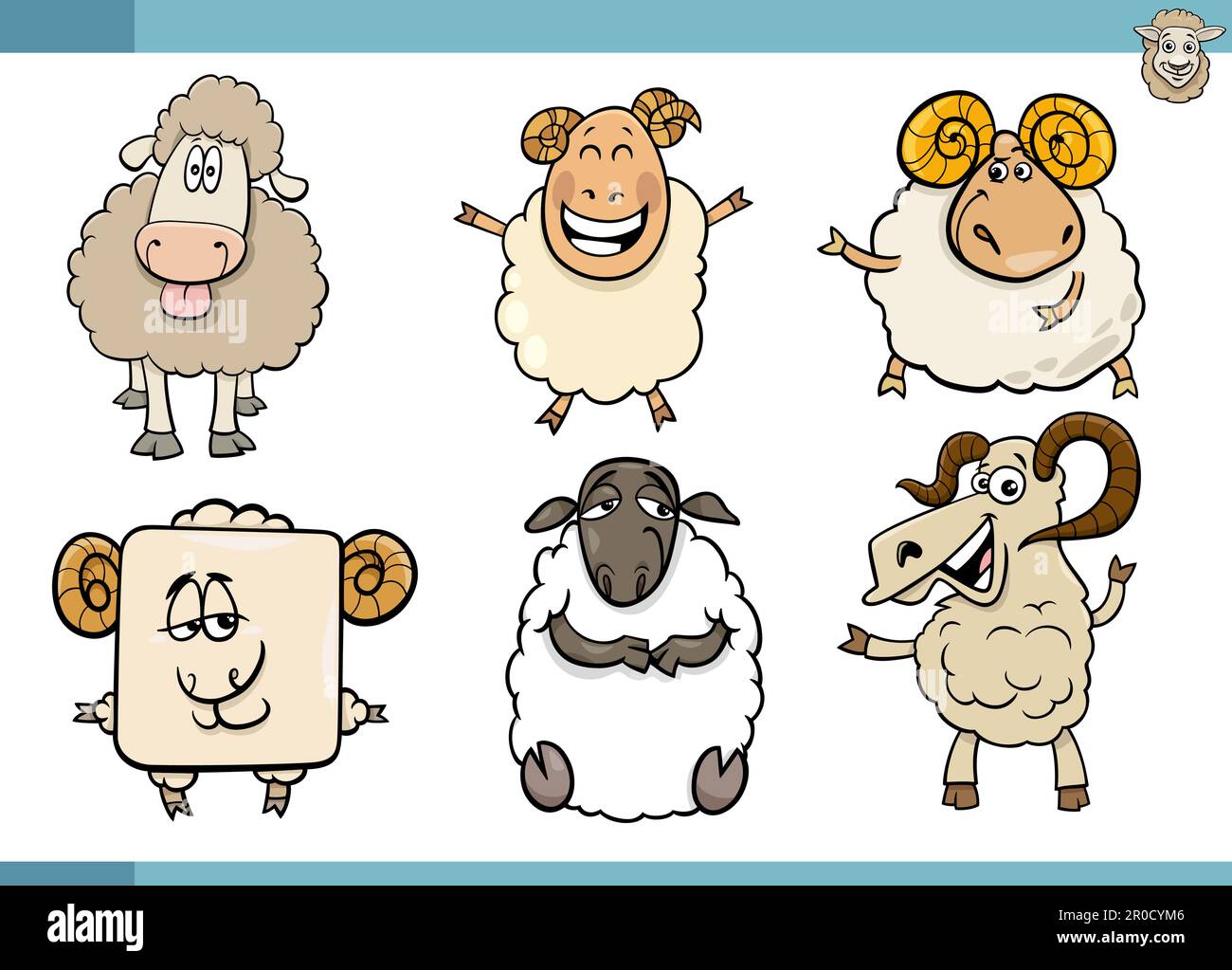 Cartoon illustration of sheep farm animals comic characters set Stock ...