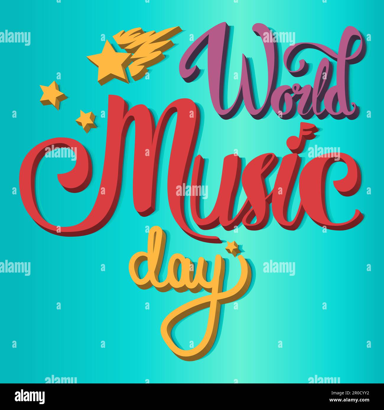 Vintage World Music Day Lettering for Banner and Badge. Sticker, Poster ...