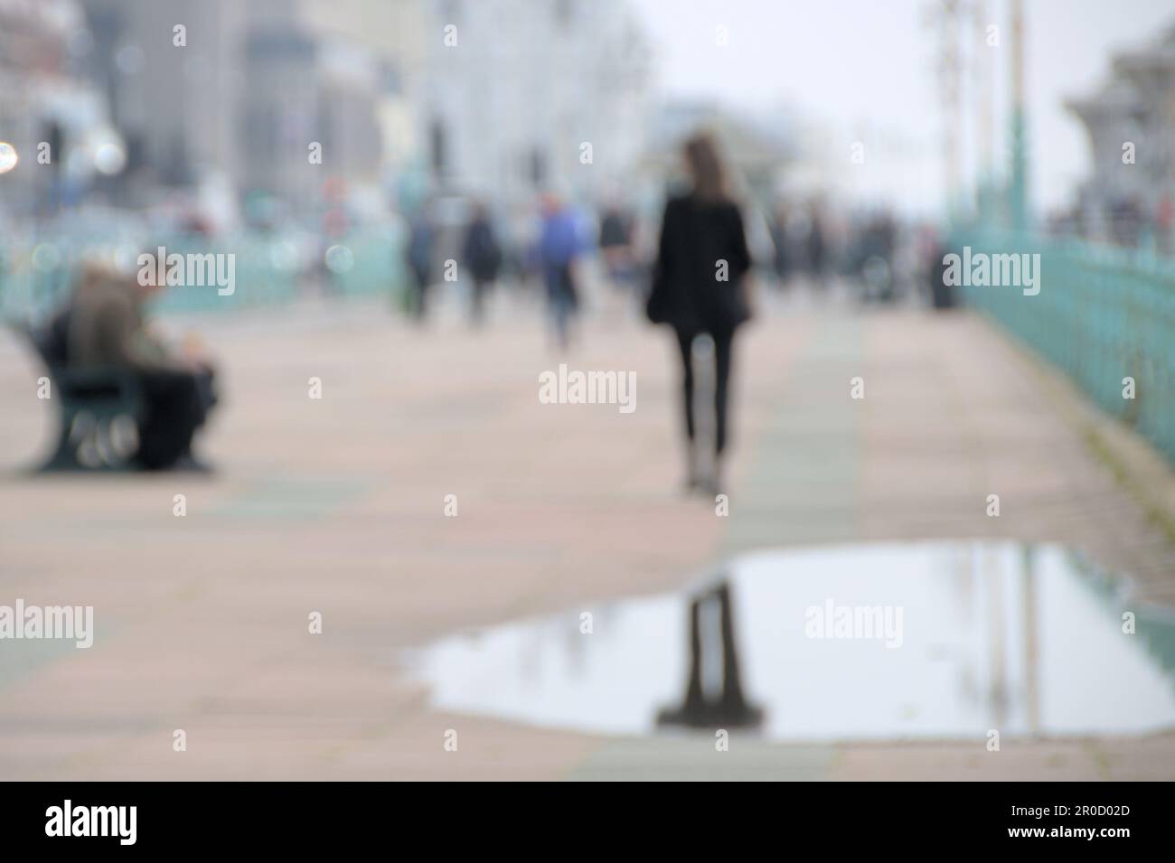 Sunday street around West Pier, Brighton, United Kingdom. Softly blurry ...