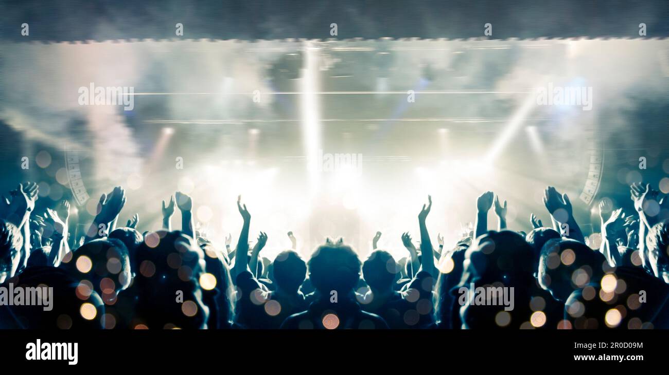 Music concert stage in a venue with crowd of people Stock Photo - Alamy
