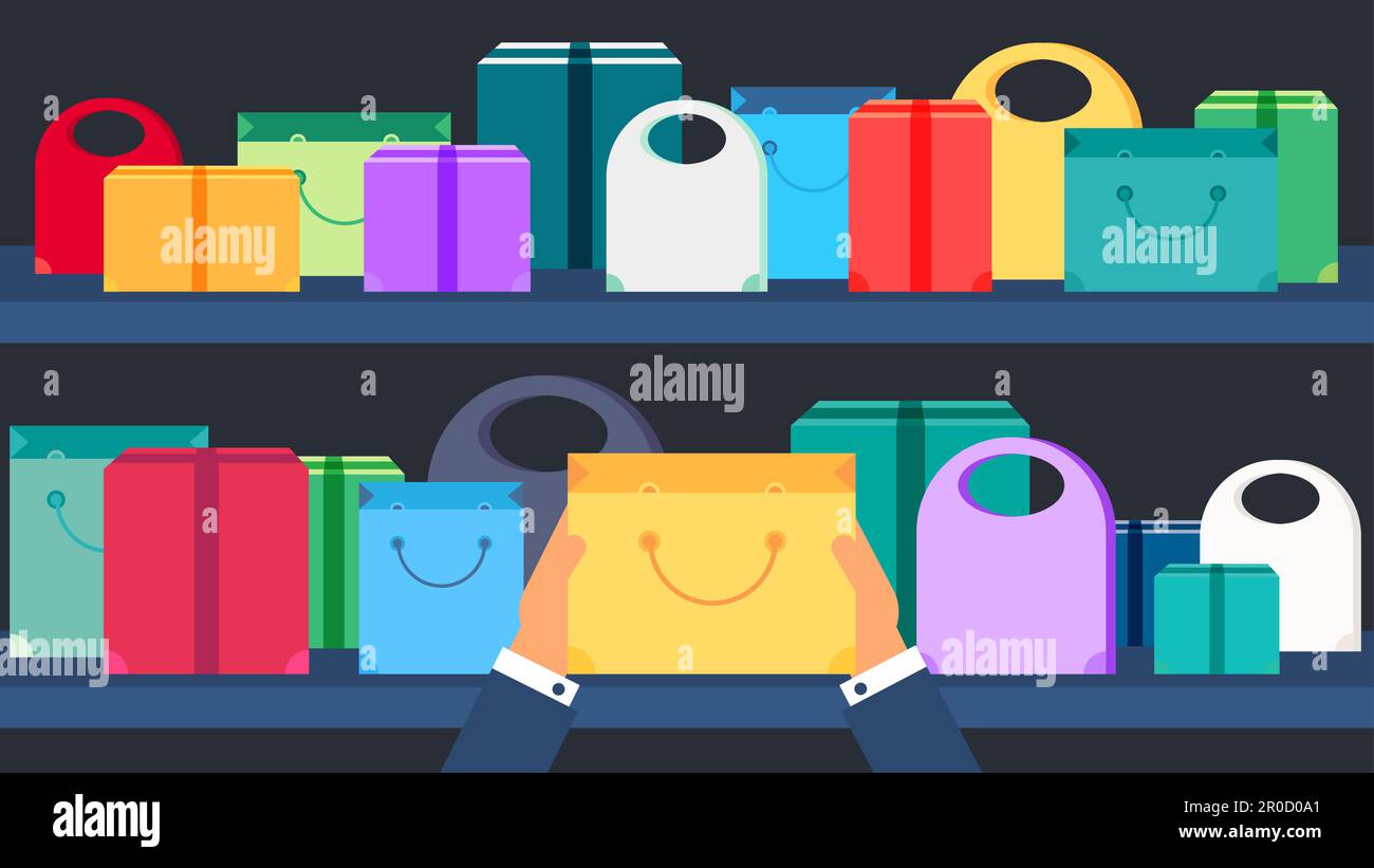 Shop Concept from Shopping Bags, Boxes and Packages with products. Sale ...