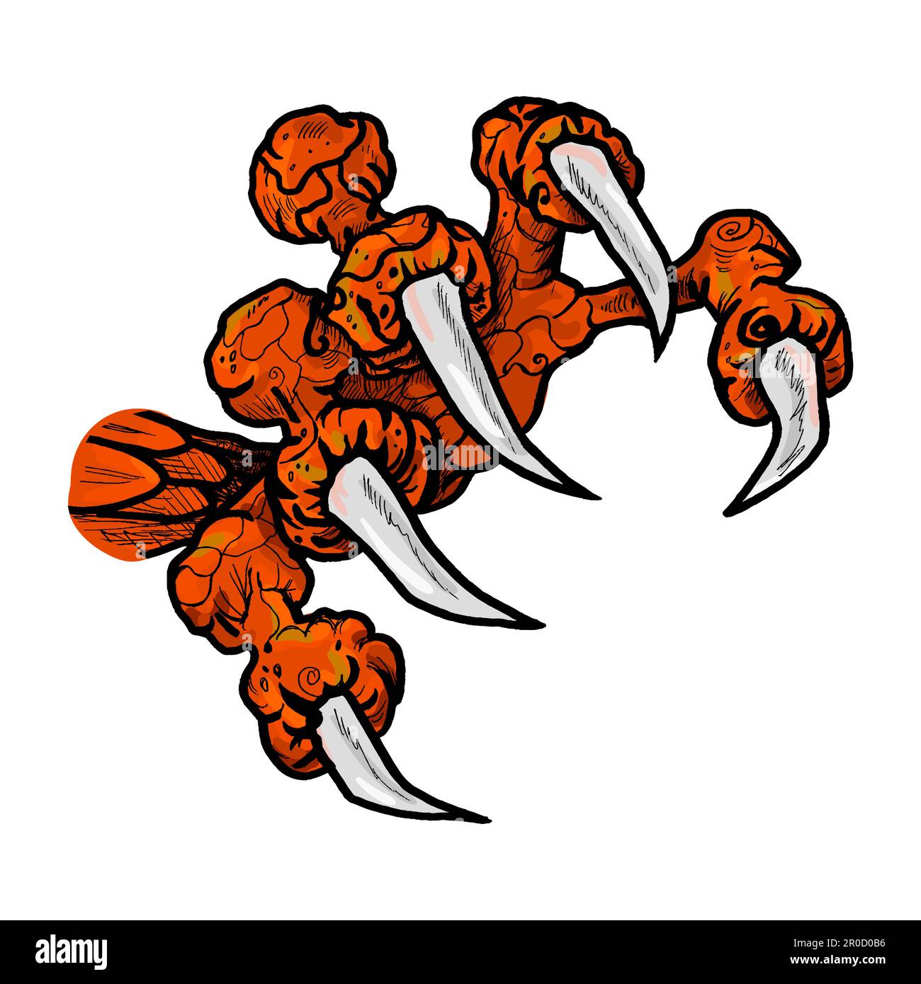 Dragon or monster paw with claws. Wild tattoo. Horror sticker ...