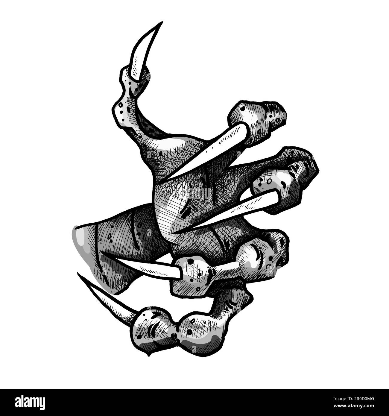 Dragon or monster paw with claws. Wild tattoo. Horror sticker ...