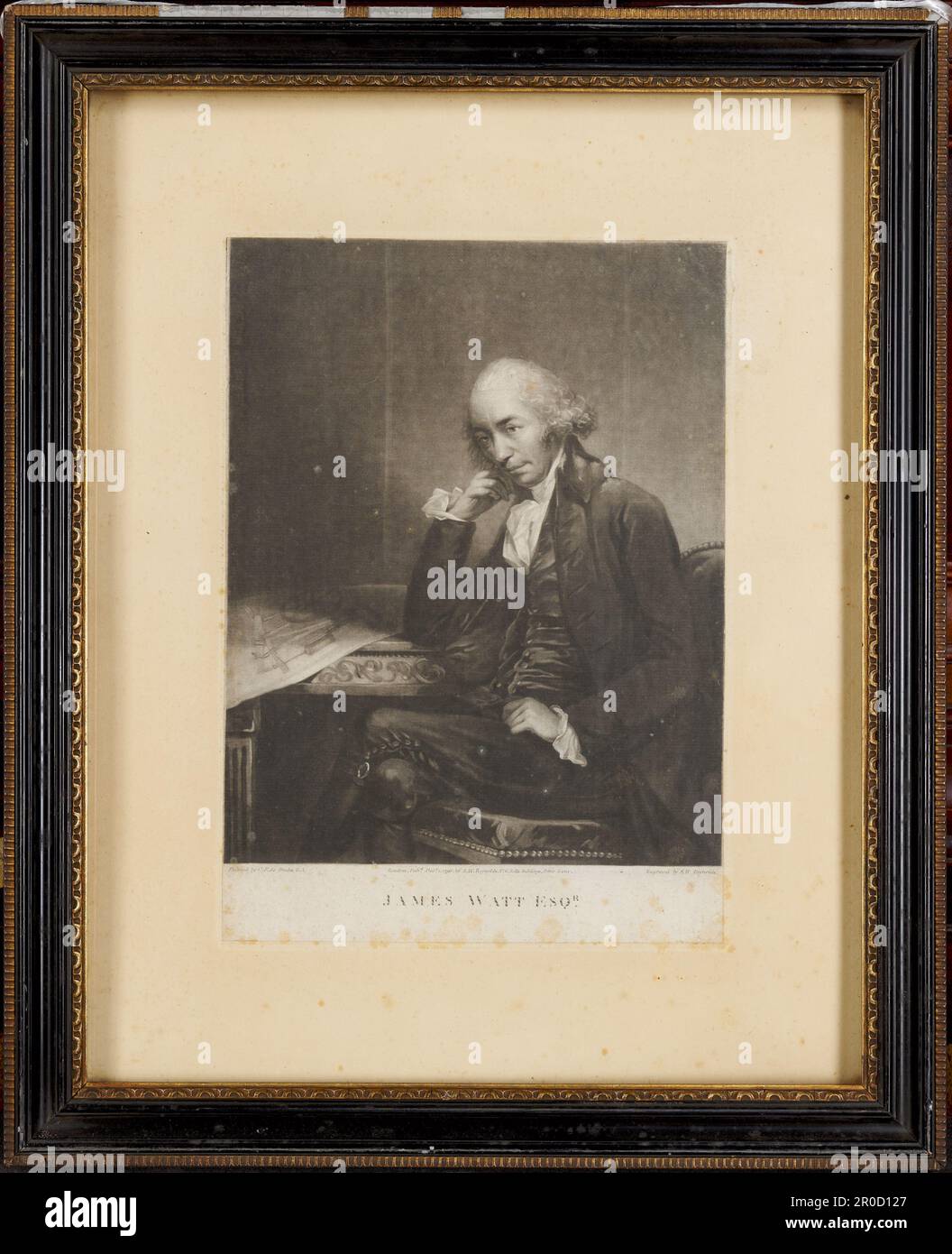 Engraving of Painting of James Watt, 1796. Samuel William Reynolds ...