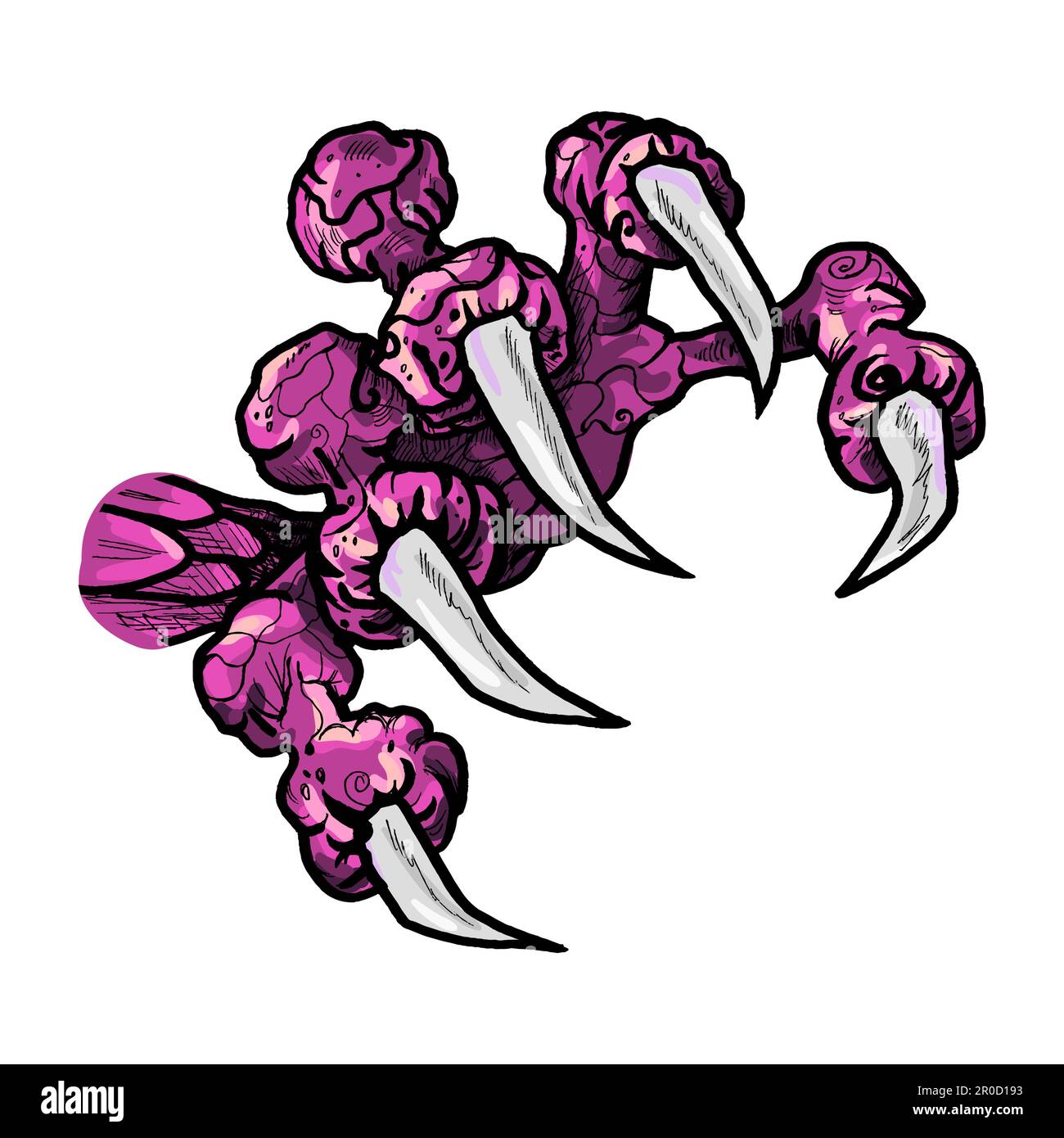 Dragon or monster paw with claws. Wild tattoo. Horror sticker ...